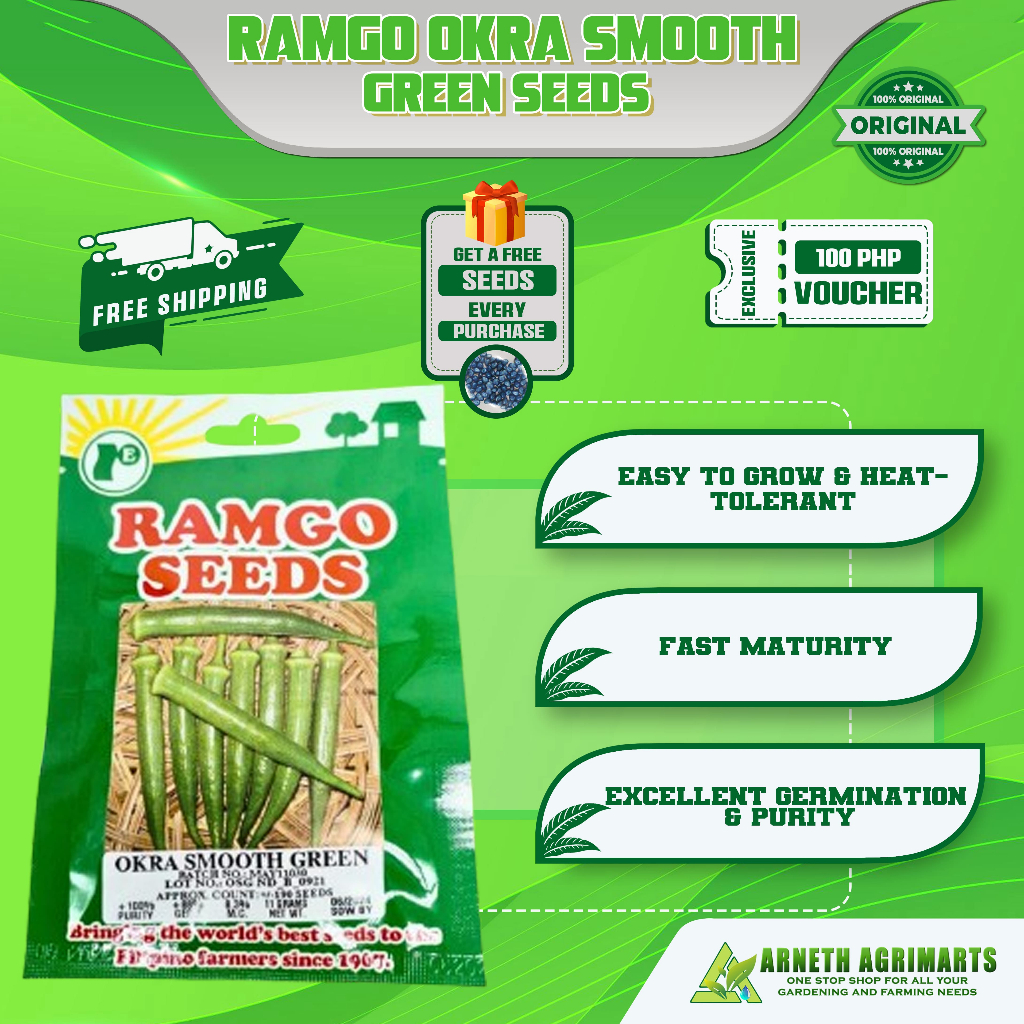 RAMGO OKRA SMOOTH GREEN SEEDS ( ORIGINAL GARDEN PACK ) | Shopee Philippines