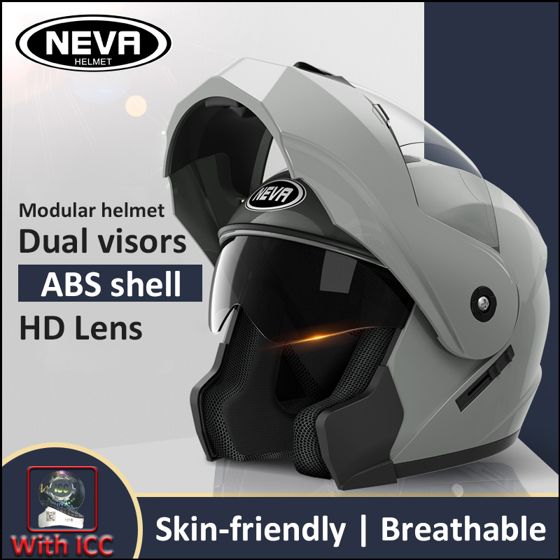 NEVA Original Motorcycle Full Face Helmet Modular Dual Visor with Icc ...