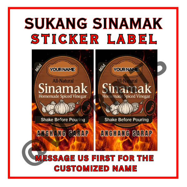 20 pcs Customized Sukang Sinamak Sinamak Vinegar Sticker Label | Shopee ...
