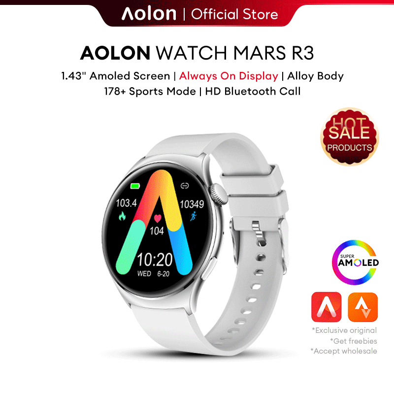Aolon Mars R3 Smart Watch Running Pace AMOLED Screen AOD Bluetooth Call ...