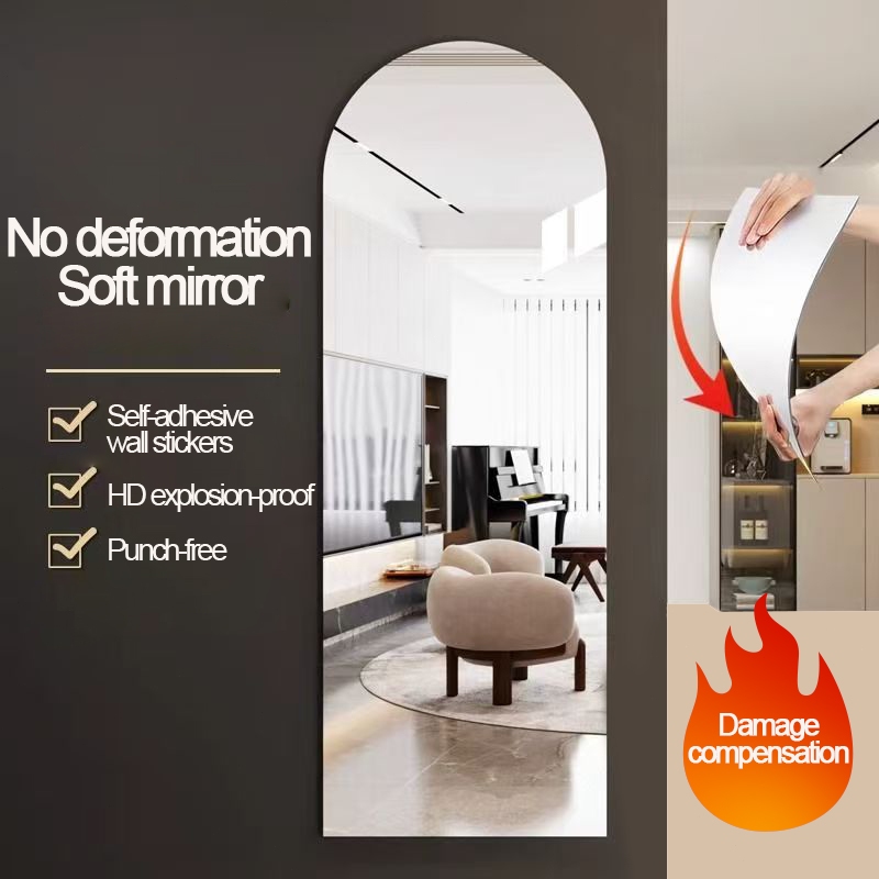 Arched 60*30cm acrylic mirror Wall Sticker Self Adhesive Mirror Full ...