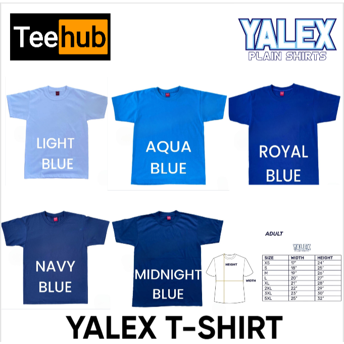 YALEX PLAIN T SHIRT FOR MEN AND WOMEN LIGHT AQUA ROYAL NAVY MIDNIGHT ...