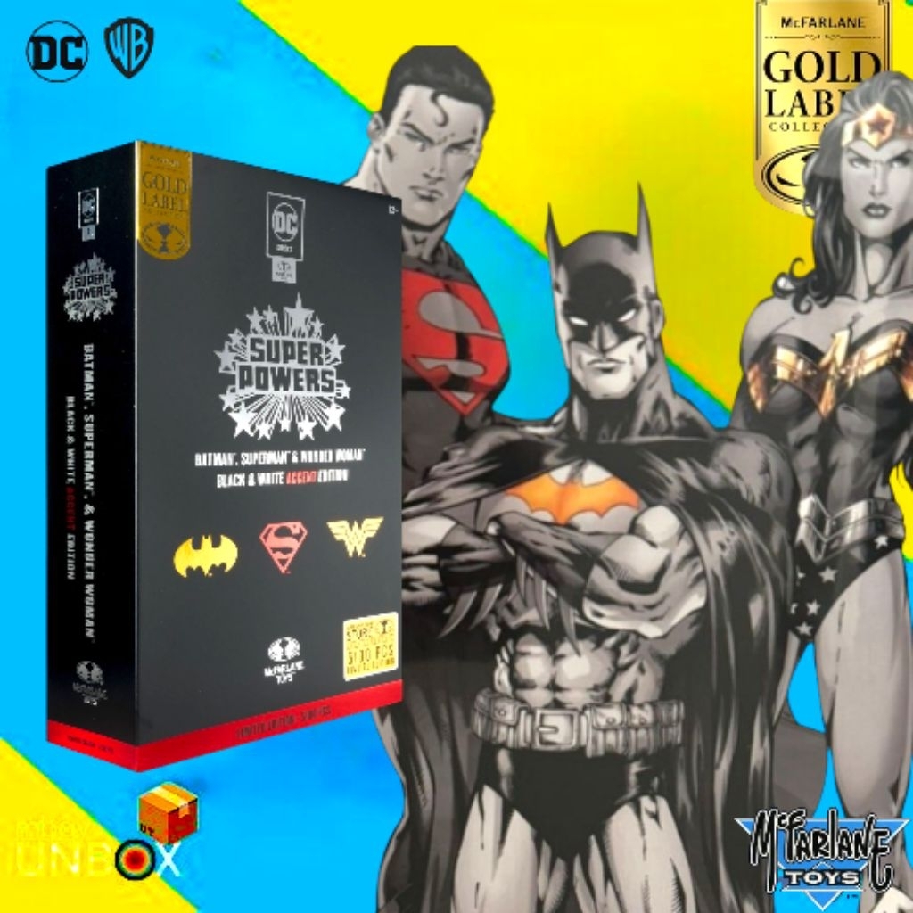 McFarlane DC Super POWERS Batman, Superman & Wonder Woman-Black & White ...