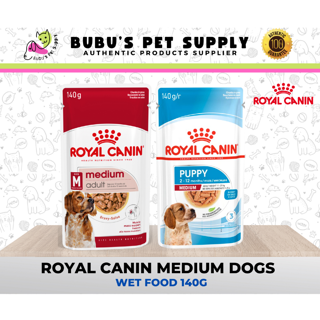 ROYAL CANIN MEDIUM BREED AND MAXI BREED WET FOOD IN POUCH 140G ADULT AND PUPPY | Shopee Philippines