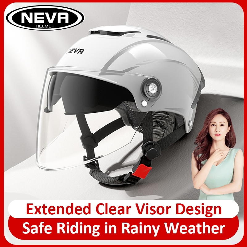 Neva Rainproof Half Face Helmet Dual Visor Adjustable For Motorcycle ...