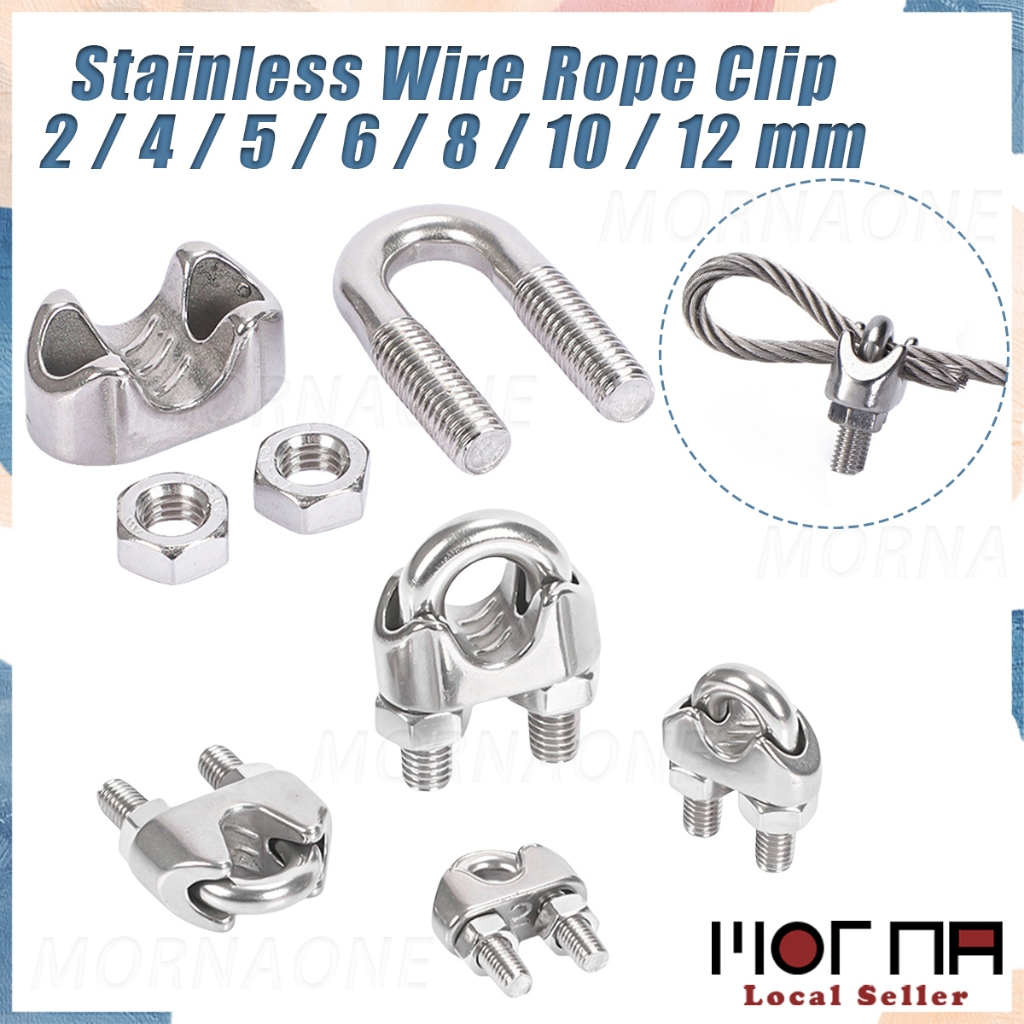 5PCs 2-12mm Stainless Steel Wire Rope Clip Cable Clamp U-shaped Wire ...