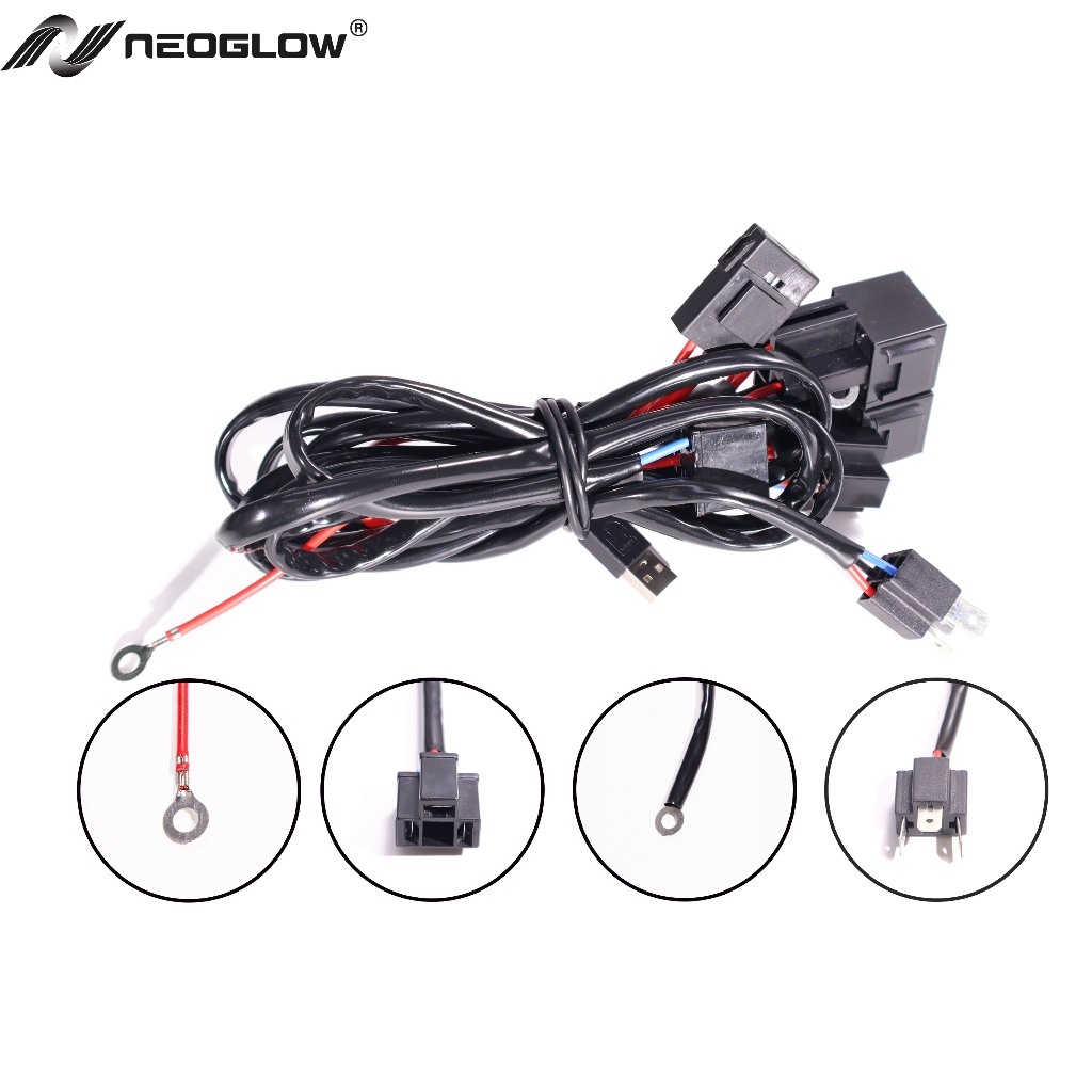 Neoglow High Power Car Headlight Wiring Harness Upgrade Kit H4 H11 ...