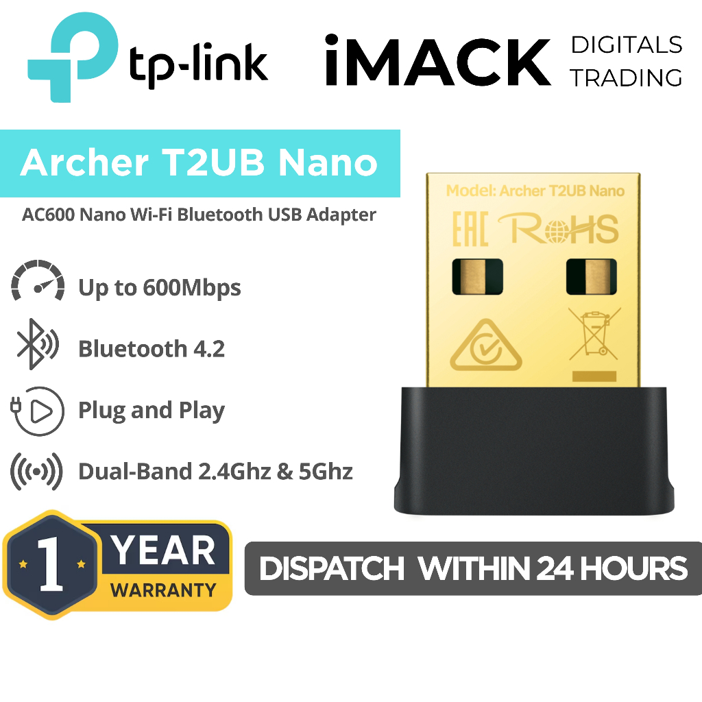 TP Link Archer T2UB Nano AC600 Nano Wi-Fi Bluetooth 4.2 USB Adapter ...