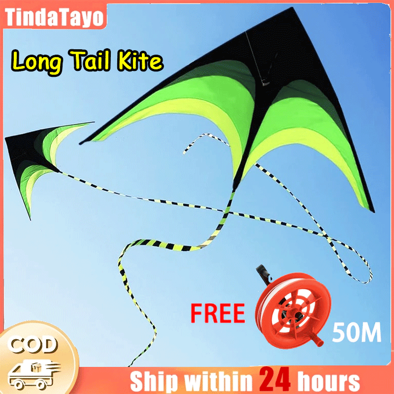 Long Tail Rainbow Kite With Kite String 50m Outdoor Beach Garden Sport ...