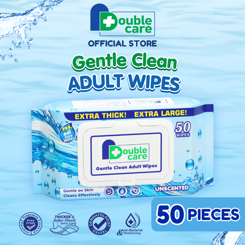 Double Care Gentle Clean Adult Wipes Unscented 50 Sheets | Shopee ...