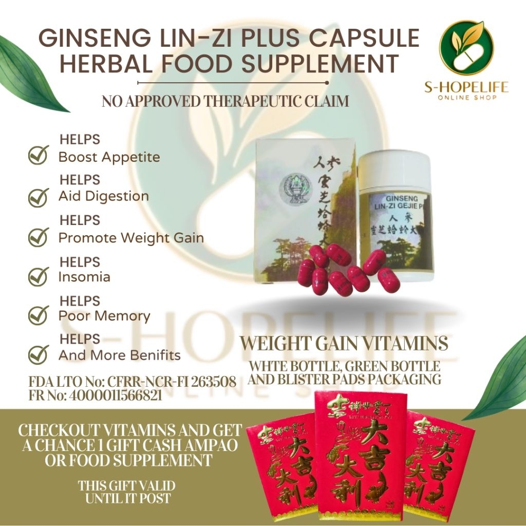 Ginseng Lin-Zi Plus Capsule Ginseng Ganoderma Herbal Food Supplement ...