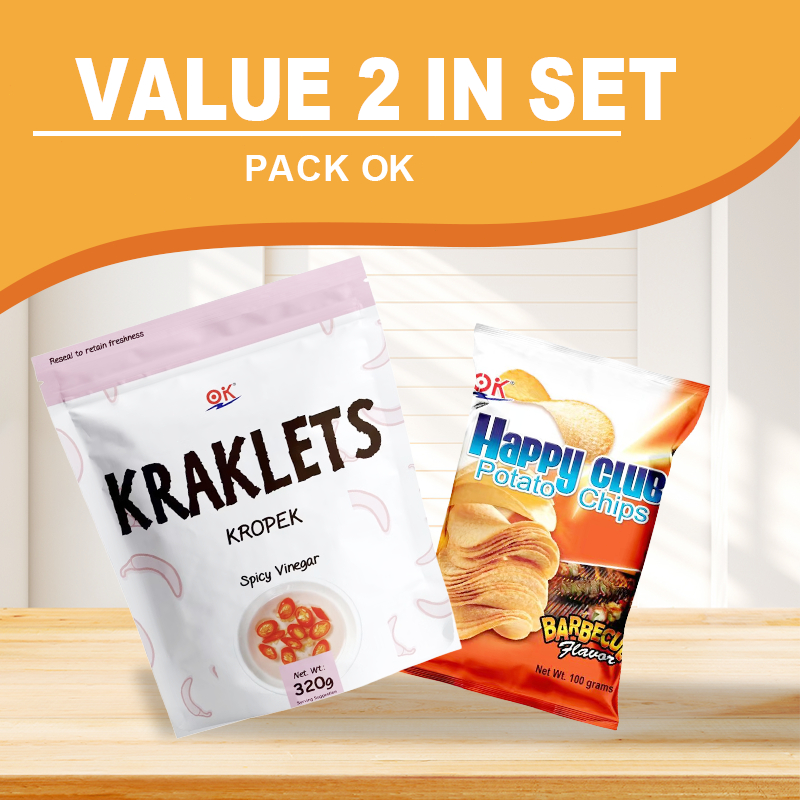 OK Snacks [2 in 1 Set] Kraklets Kropek 320g & Happy Club Potato Chips ...