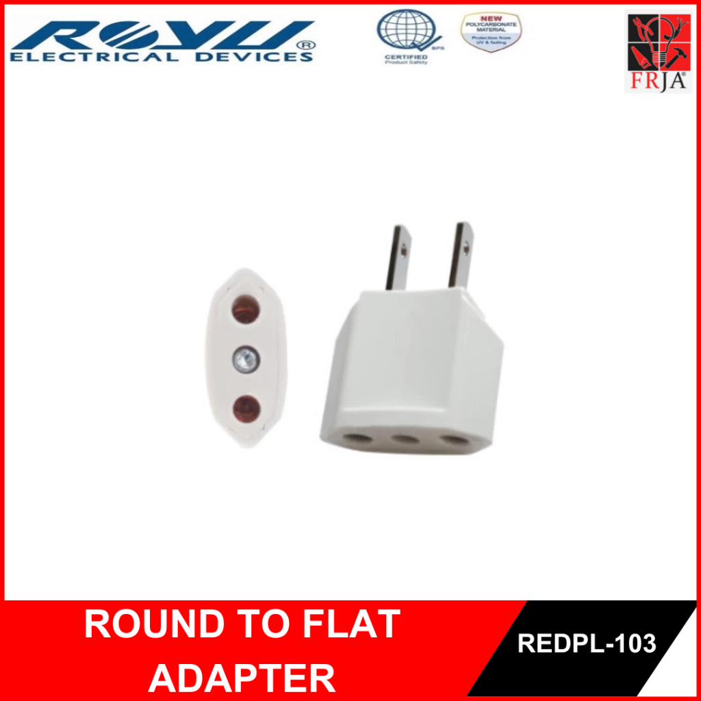 ROYU ROUND TO FLAT ADAPTER 250V-10A REDPL103 | Shopee Philippines