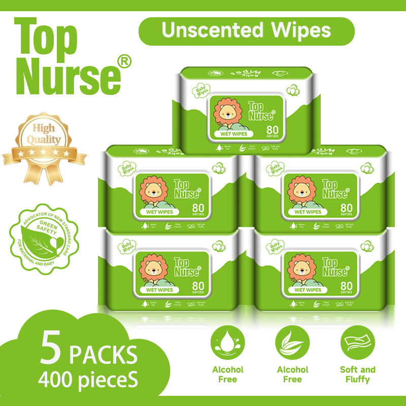 Top-nurse 800 Sheet Baby Wipes Alcohol-Free Unscented Tissue Wipes Baby ...