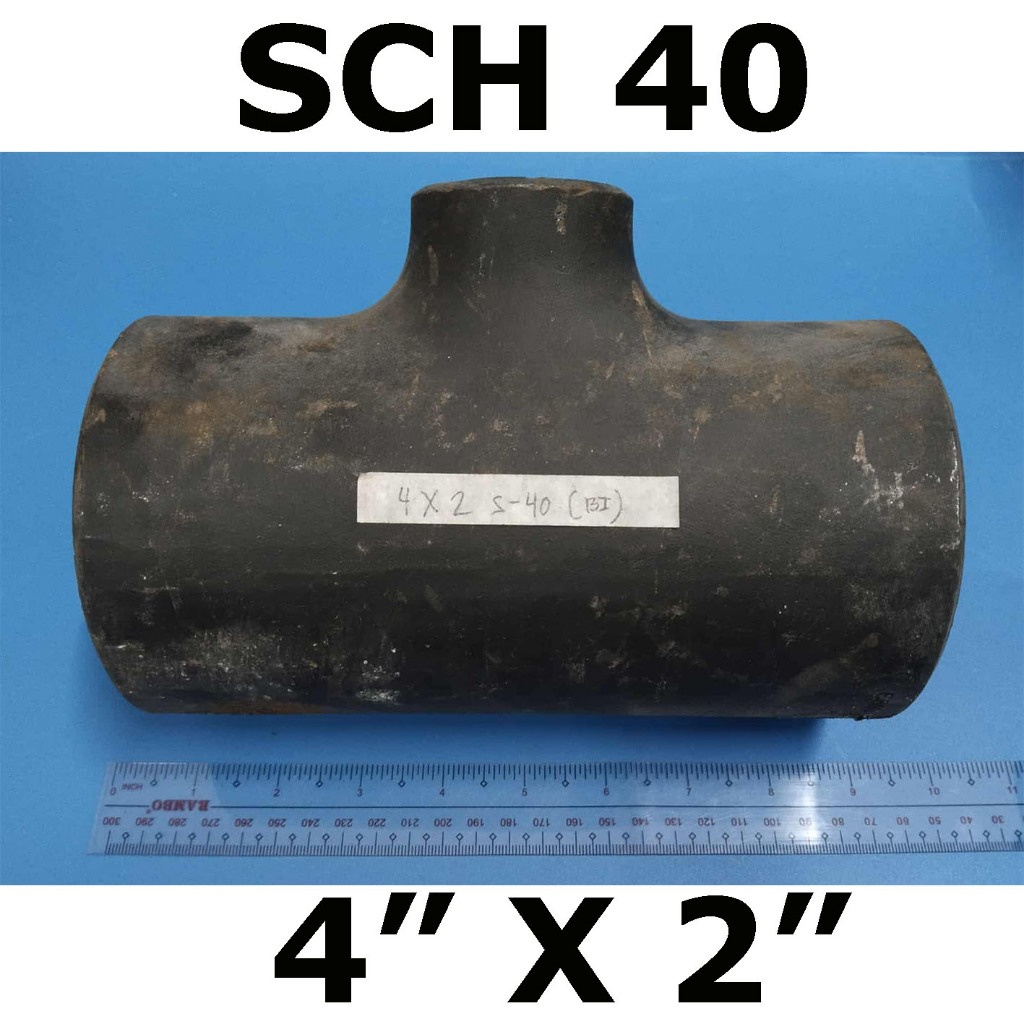 BI WELDING TEE REDUCER 4" X 2" SCH40 BLACK IRON == IMPORTED == BUTTWELD ...