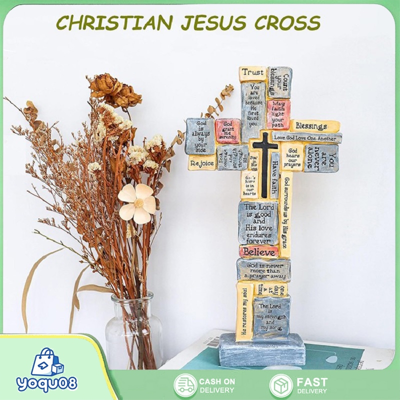 Jesus Scriptures Cross Christian Jesus Crosses Prayer Figurines Shelf ...