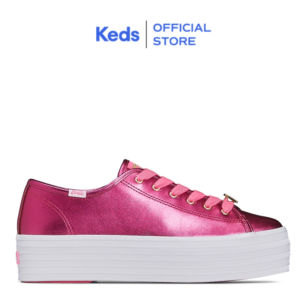 Keds Women's Barbie Triple Up Metallic Leather Sneaker Pink (WH68064 ...