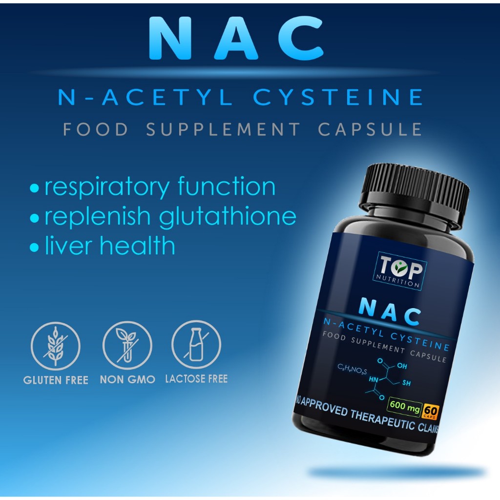 TOPNutrition NAC 600 mg N-Acetyl Cysteine 60 Caps for Lungs, Liver Detox, Kidney Detox | Shopee ...