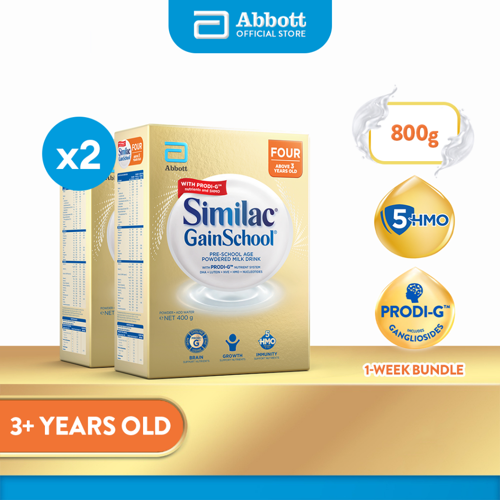 Similac GainSchool 400g Bundle of 2 for Kids Above 3 Years Old Powdered ...