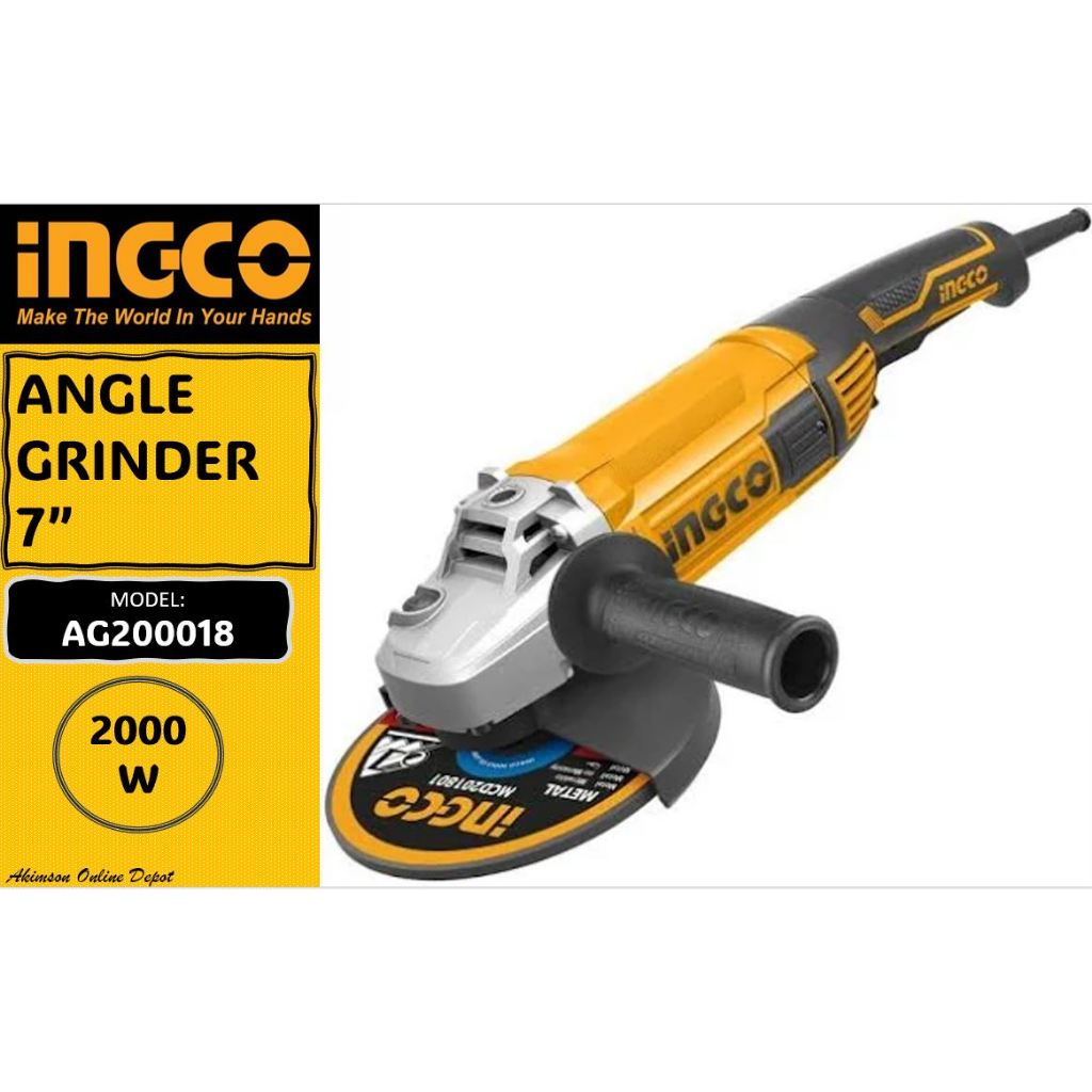 INGCO ANGLE GRINDER 7" AG200018 2000W | Shopee Philippines