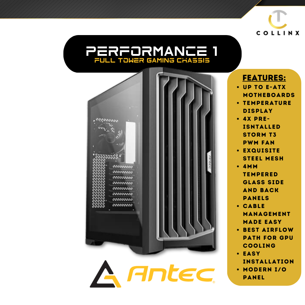 Antec Performance 1 Full Tower Gaming Chassis | Temperature Display ...
