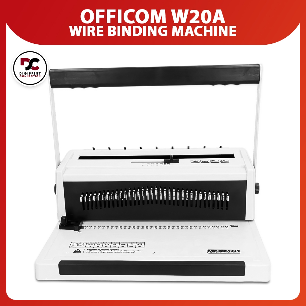 W20A Wire Binding Machine Officom A4 Binder Heavy Duty 3:1 Binder Notebook 34 Holes 20 Sheets ...