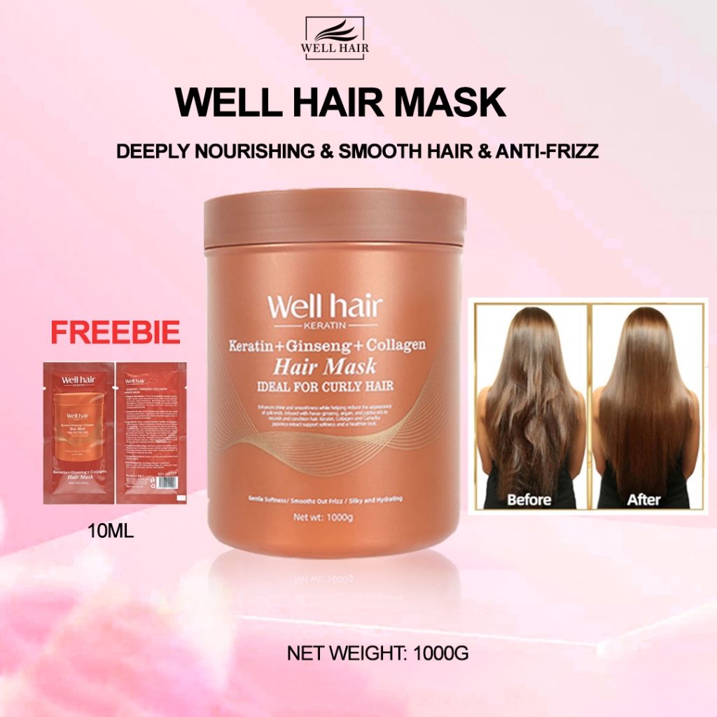 Well Hair Mask Keratin Ginseng Collagen Essential Repair Damage Dry ...