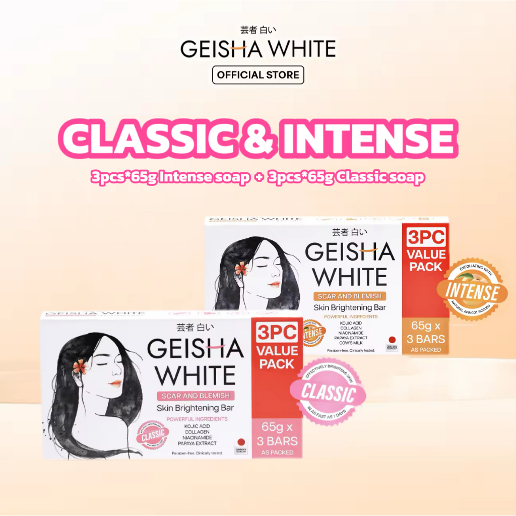 BUNDLE Geisha White Intense & Classic x3pcs 65g Soap Pack Japan Formula ...
