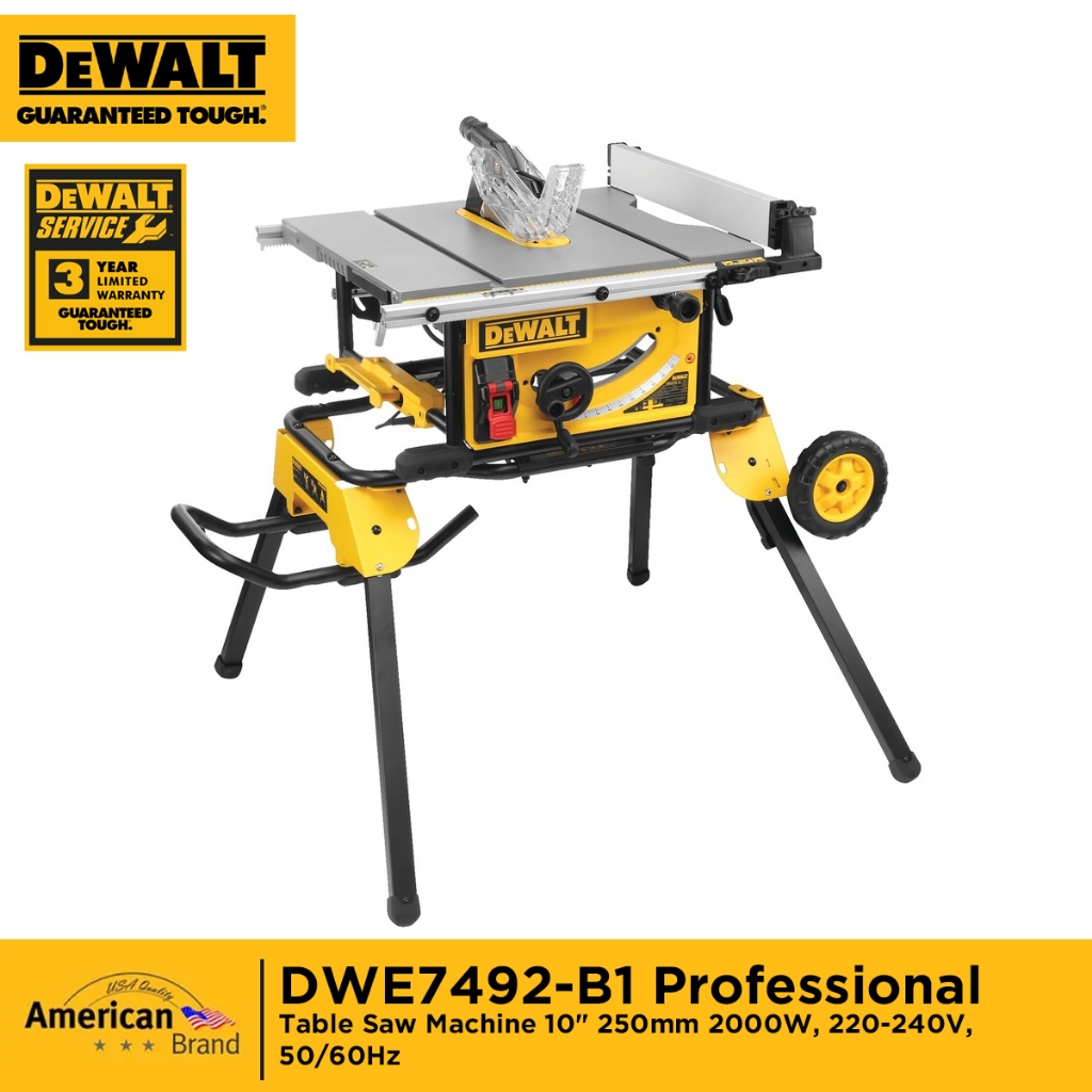 DEWALT DWE7492-B1 Professional Table Saw Machine 10" 250mm 2000W, 220 ...