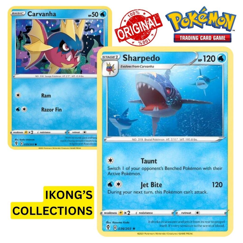 [RARE SET] Carvanha, Sharpedo Evolution Evolving Skies Original Pokemon ...