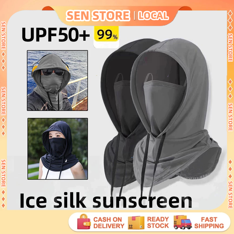 COD Ice Silk Sunscreen Cap UV Resistant Outdoor Full Face Mask Sun ...