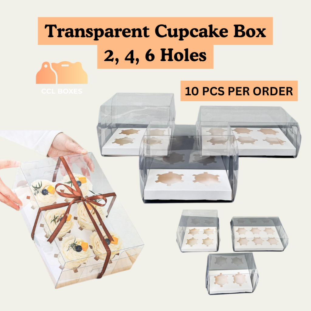 (10 PCS) Acetate Cupcake Box 4 Holes & 6 Holes Pastry Box | Shopee ...