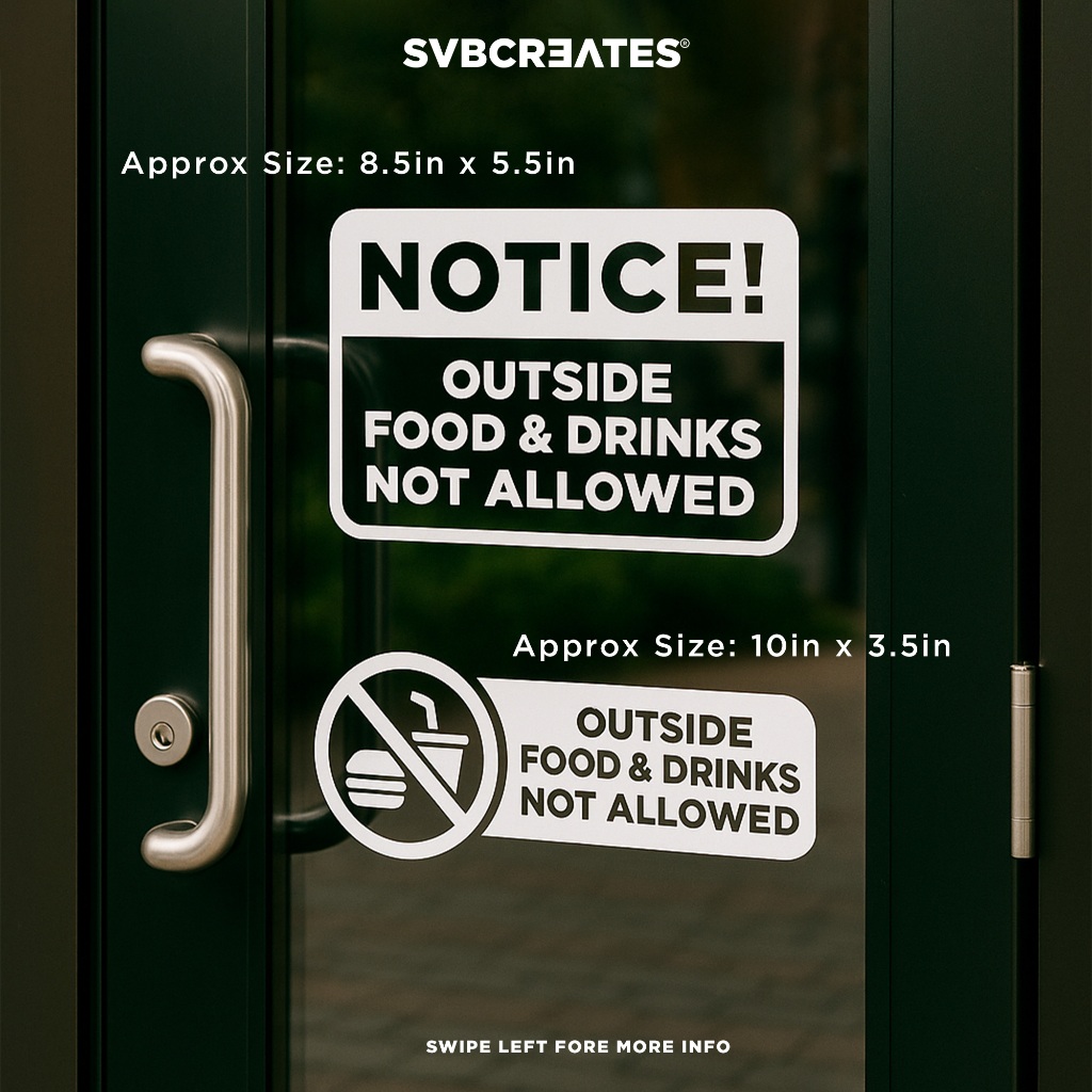 Outside Food and Drinks Not Allowed V2 Sticker Signage Decal (by ...