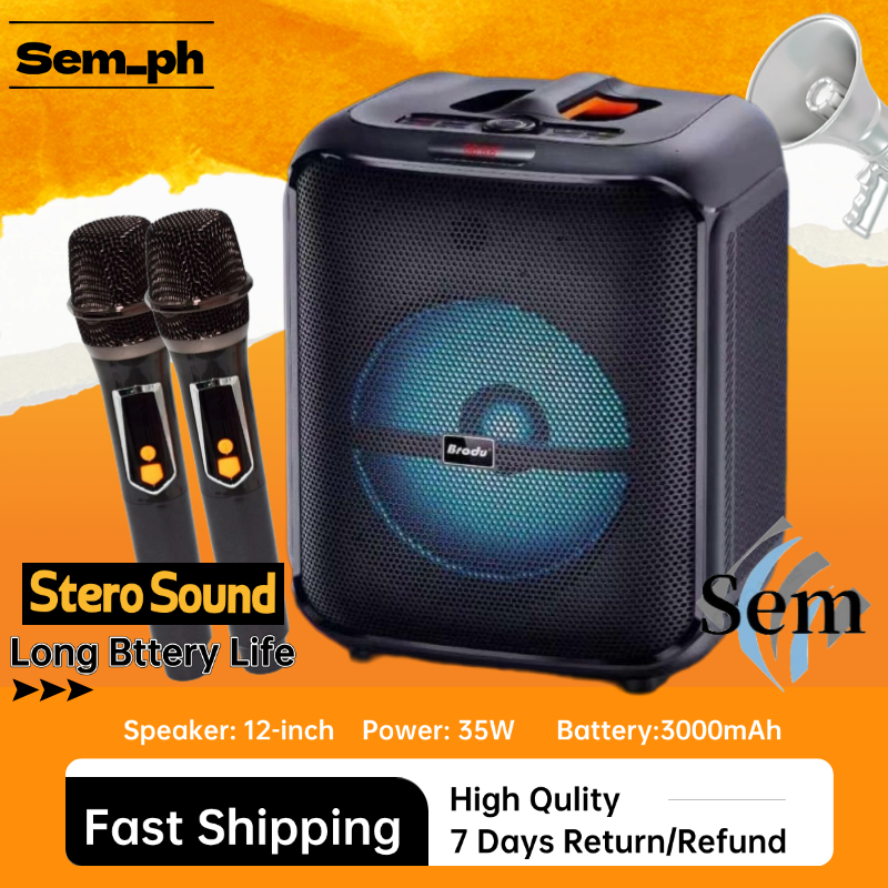 BTS-2188 DJ Brodu Bluetooth Speaker RGB LED Guitar charging party ...