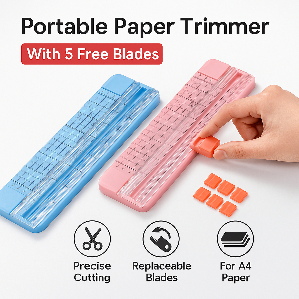 Portable Paper Trimmer with 5 Free Blade Plastic Cutter for A4 Size ...