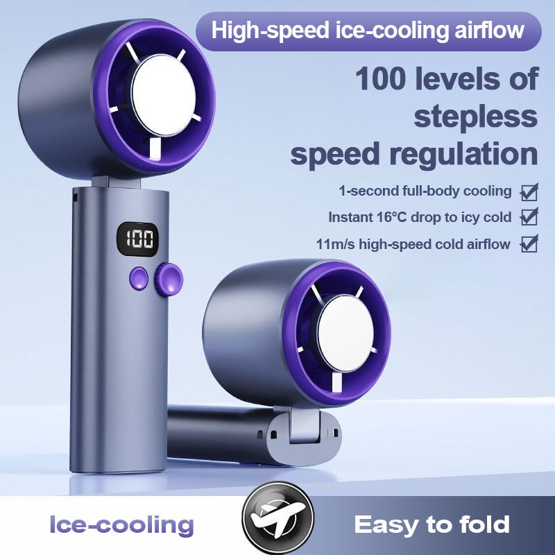 High Speed Refrigeration Handheld Fan 4000mAh 100 Level Speed ...