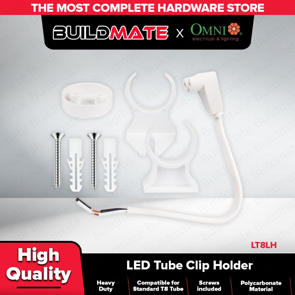 Buildmate x OMNI LED Tube Clip Holder 1 Pair with Screw | Shopee ...