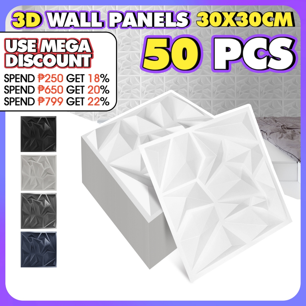 50Pc Pvc Wall Panel 3D Wallpaper Wall Design Decor Home Living Room ...
