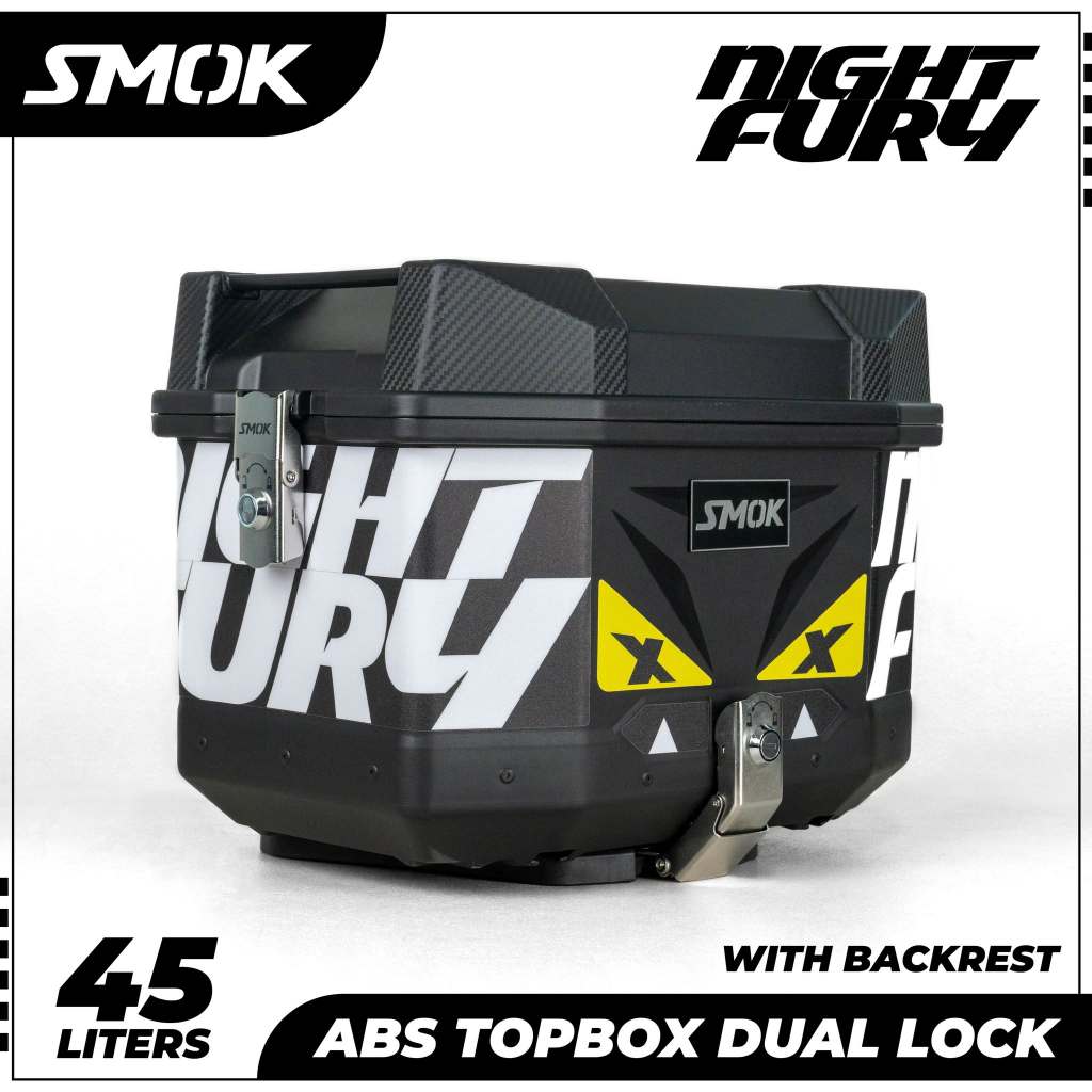 SM0K LIMITED Alloy and ABS Top Box 45L w/ Base Plate and Backrest ...