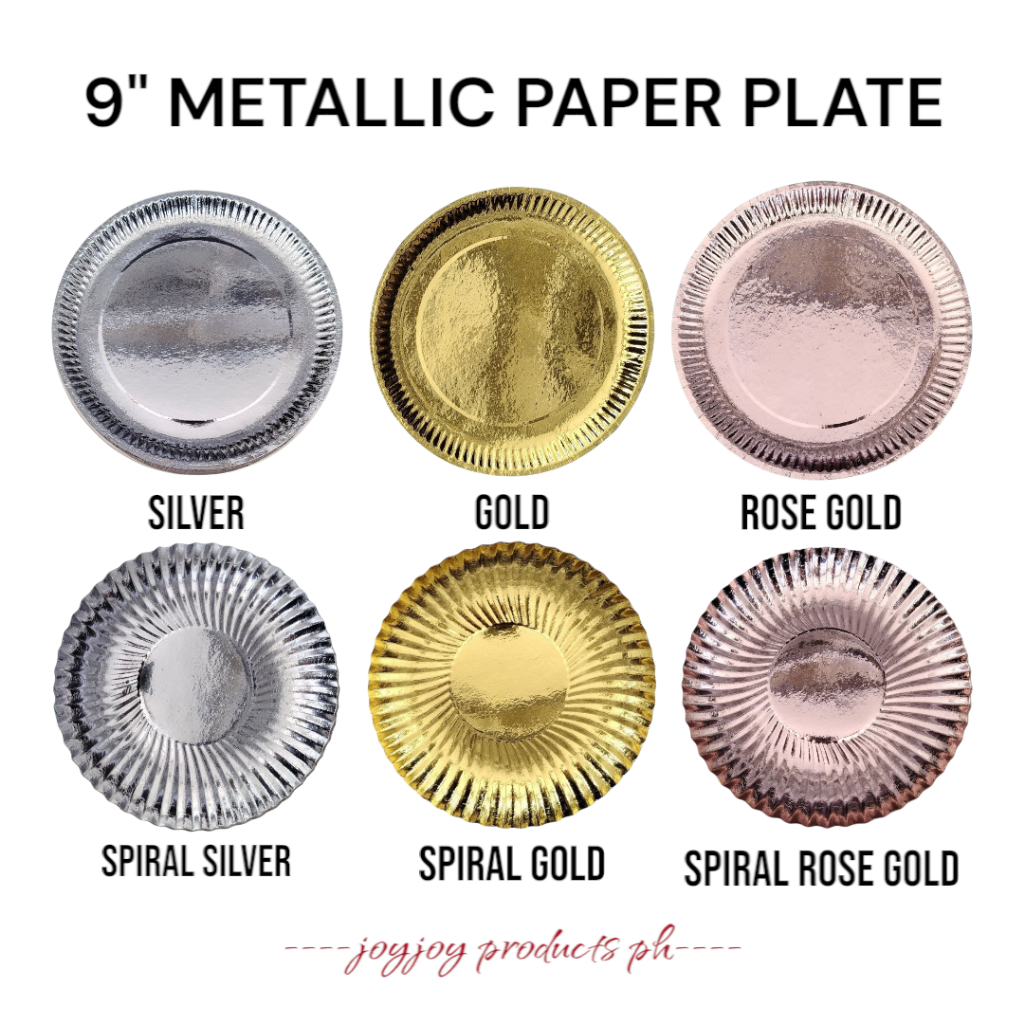 100PCS I 9" METALLIC PAPER PLATES I DISPOSABLE TABLEWARE I ROUND I ...