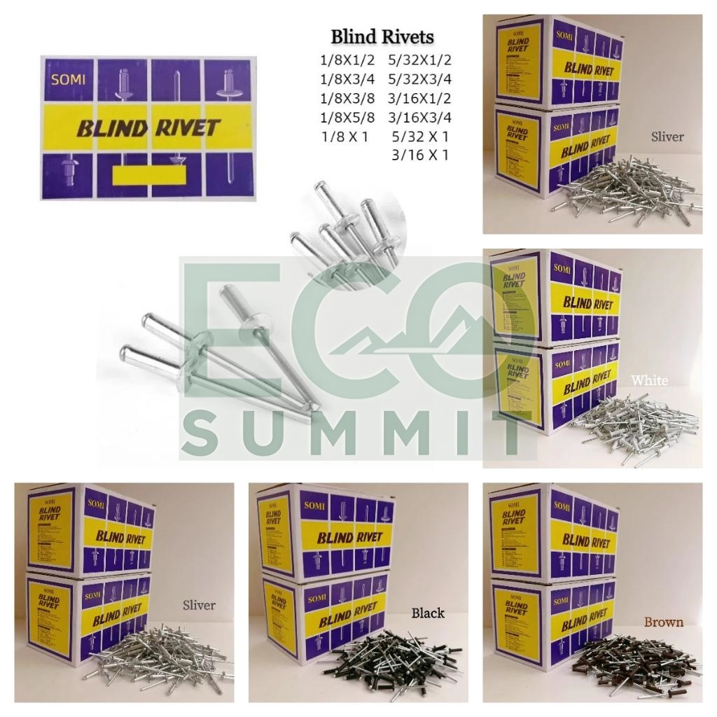 PER BOX--BLIND RIVETS/LOW PRICE Sliver / Brown 1/8X1/2, 1/8X3/4 , 5/32X1/2 blind rivets blind ...