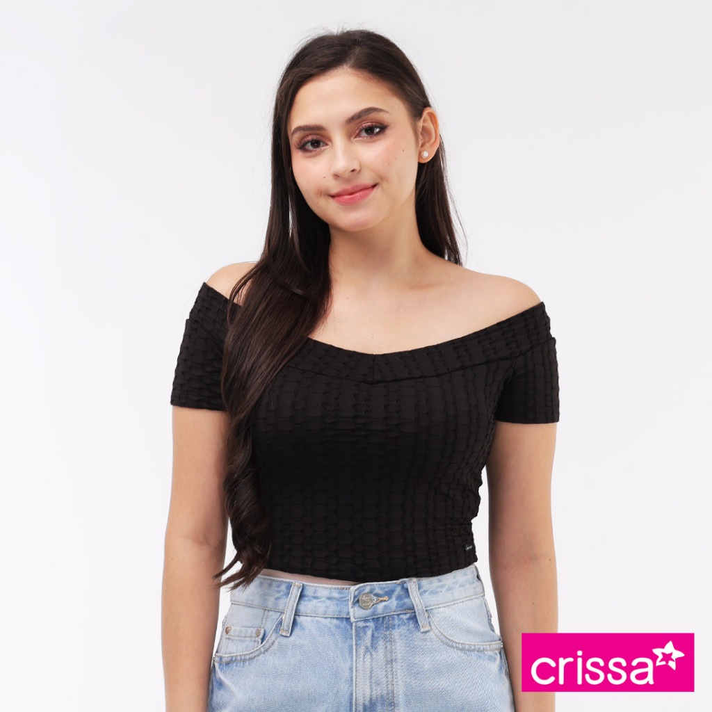 Crissa Honey Comb Knits Short Sleeves Blouse CSTT16-0070 | Shopee ...