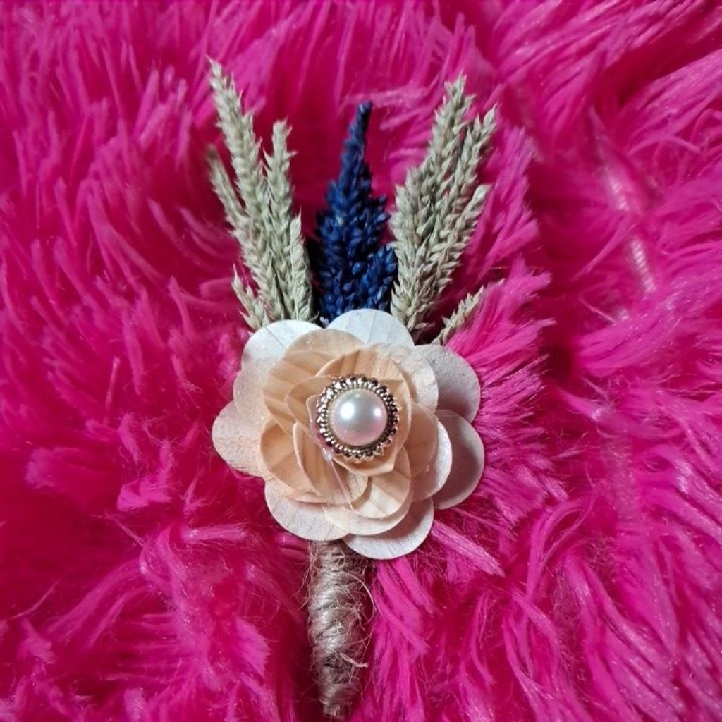 chest corsage boho with wood flower and dried colored flowers | Shopee ...