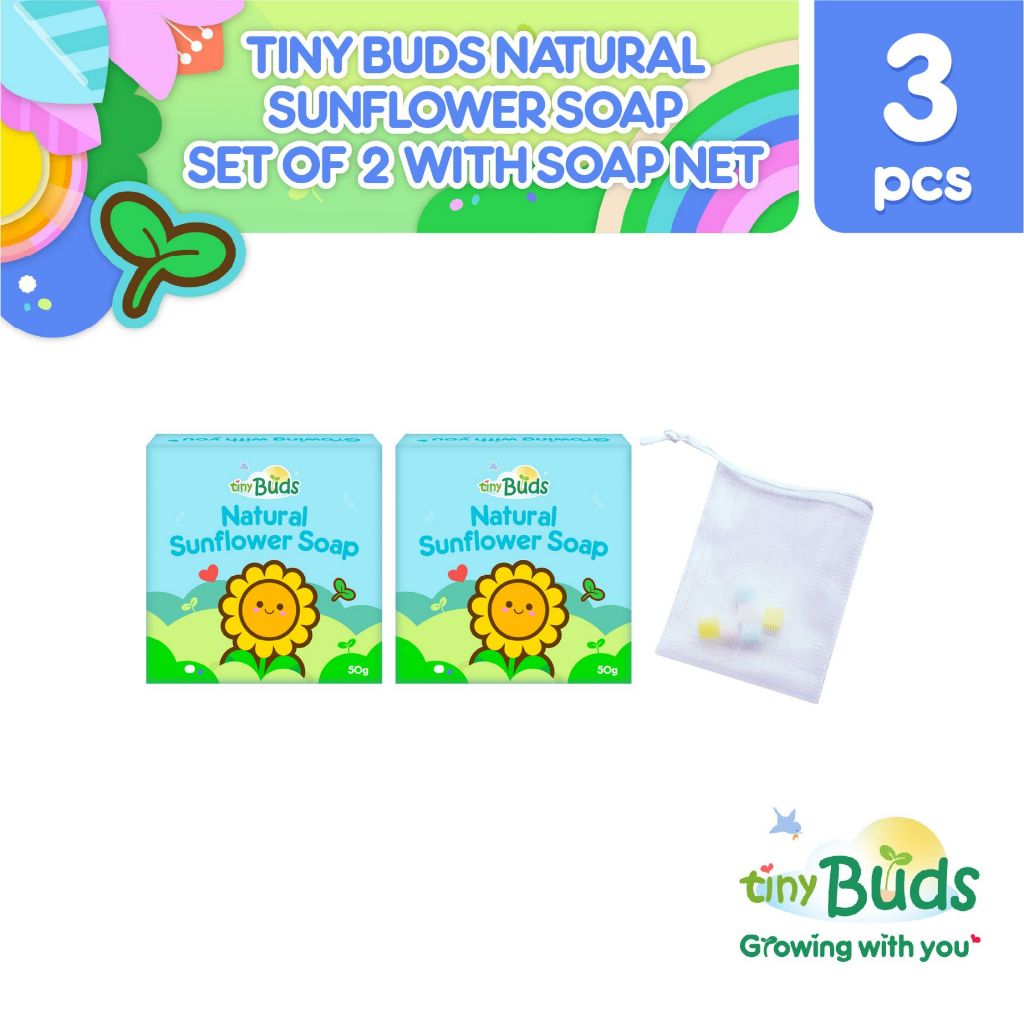 Tiny Buds Natural Sunflower Baby Soap 50G Set of 2 with Tiny Buds Soft ...