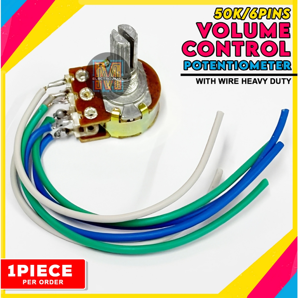 50K/100K 6 Pins Volume Control Potentiometer With Wire Heavy Duty ...