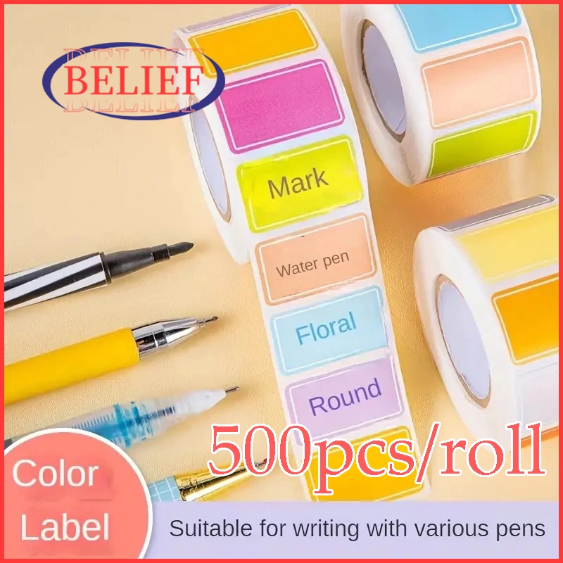 500pcs/roll Label Stickers Colorful Name Waterproof Marked School ...