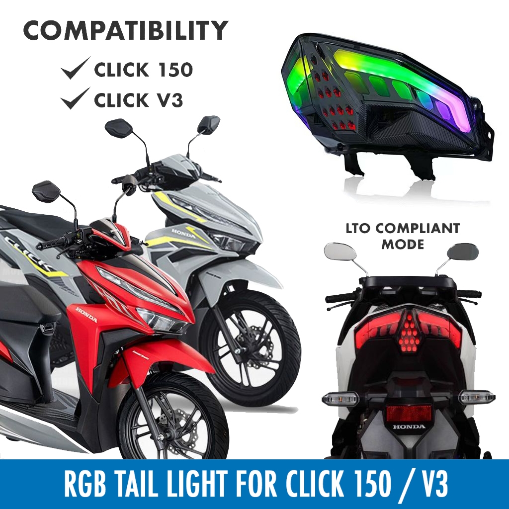 Honda Click 125/150 v3 Tail Light RGB 13Modes LED VIVID Color Plug And ...