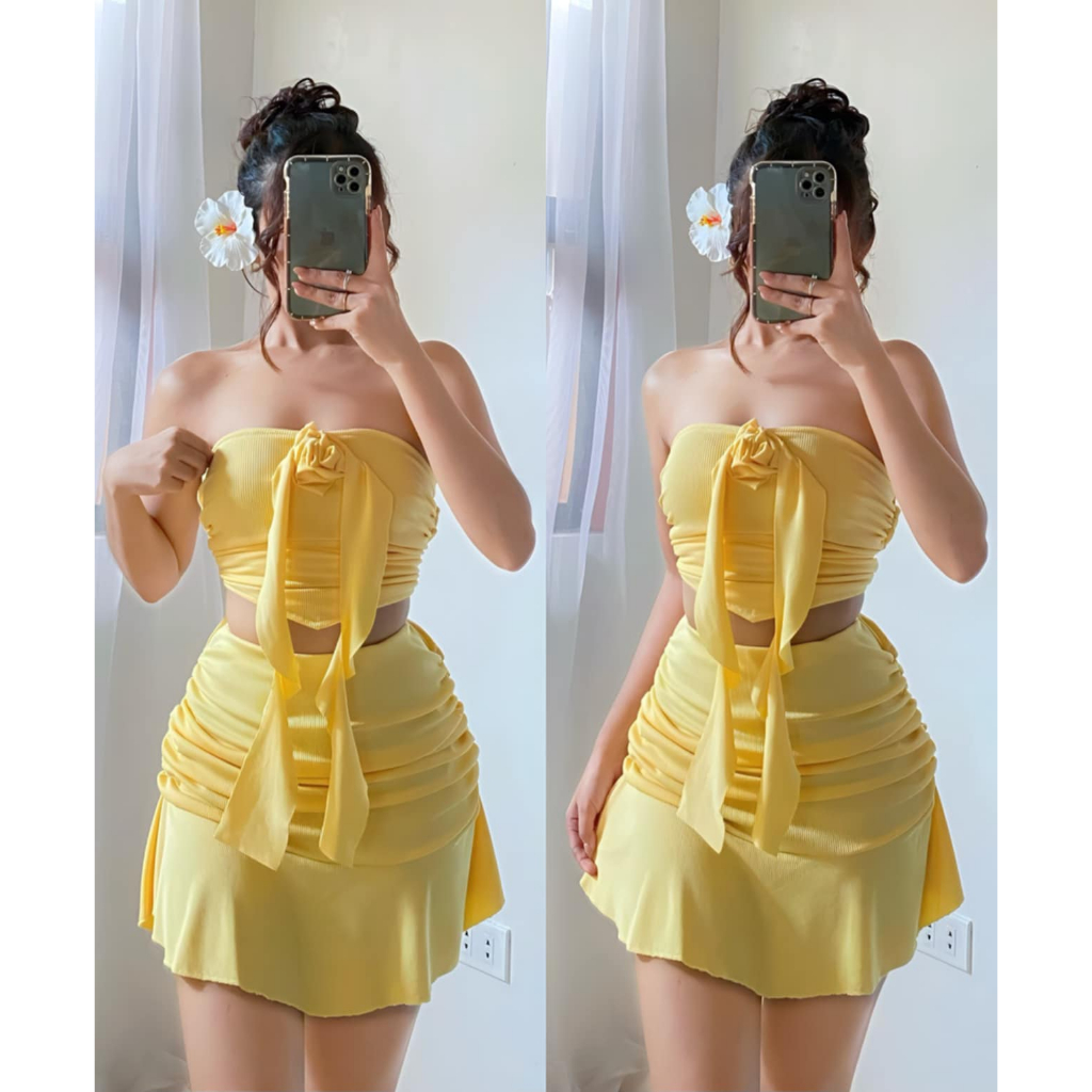 DBS STELLA Tube Top with Skirt Terno Knit Fabric SMALL to SEMI-LARGE ...