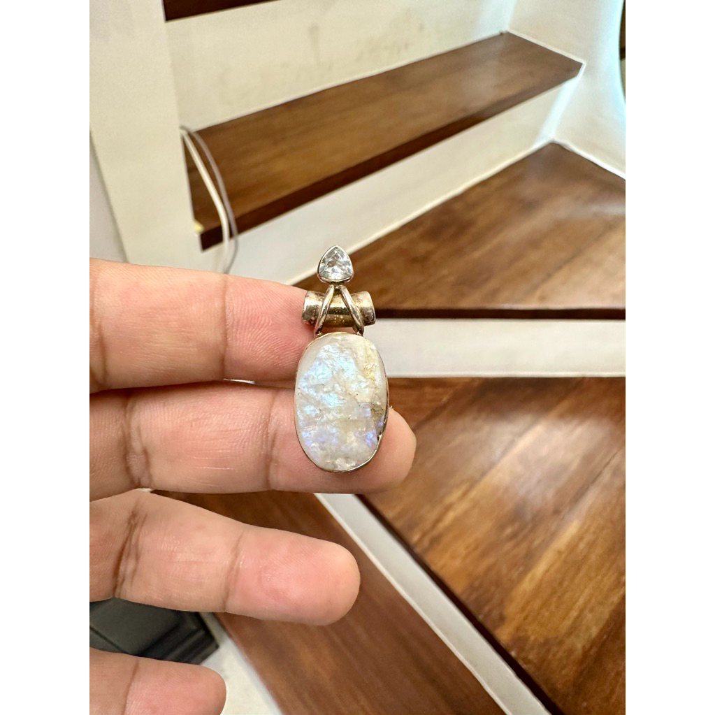 Moonstone & Aquamarine Pendant in silver 925 (Raw Authentic) | Shopee ...
