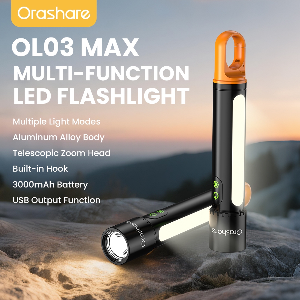 Orashare OL03 Max LED Flashlight Rechargeable 3000mAh USB Output Super ...